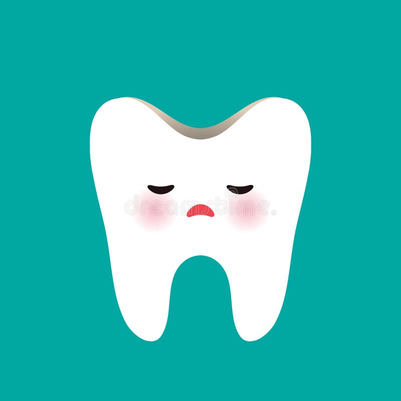 Sad Tooth with Tooth Decay on Blue Background. Vector Stock Vector ...
