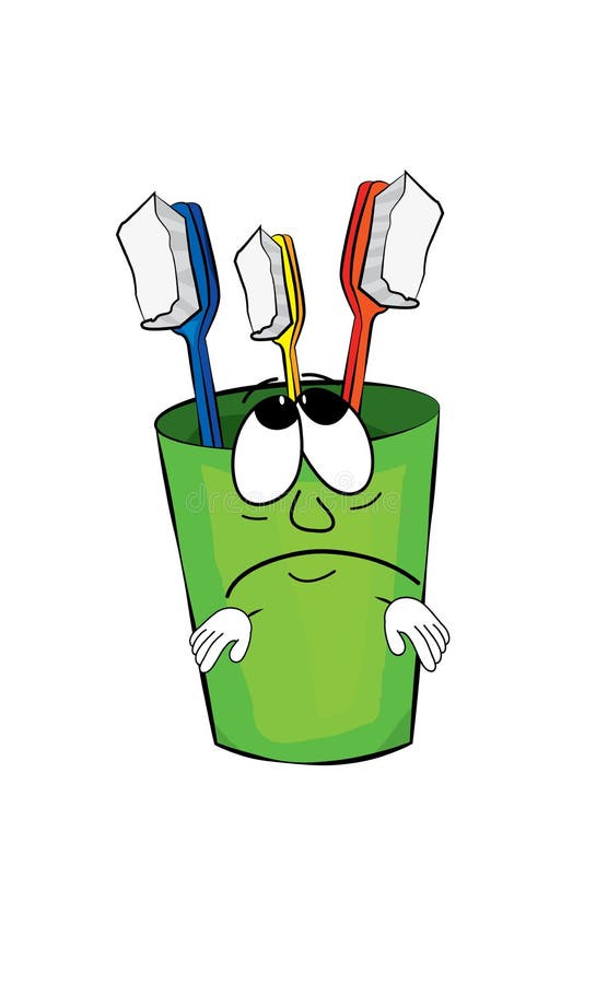 Sad Toothbrushes in a Cup Cartoon Stock Illustration - Illustration of ...