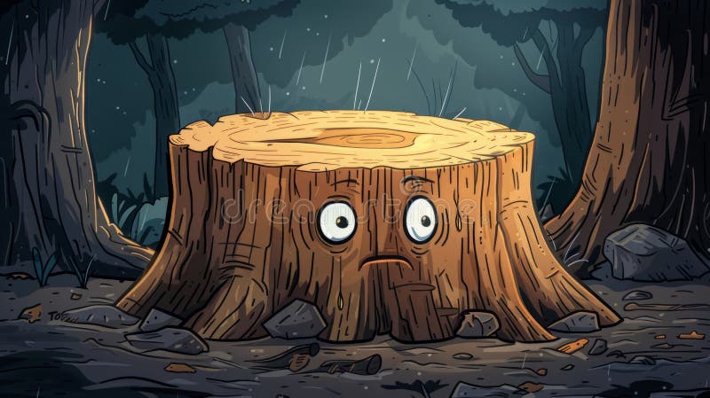 Sad tree stump in the rain stock image. Image of atmosphere - 324713857