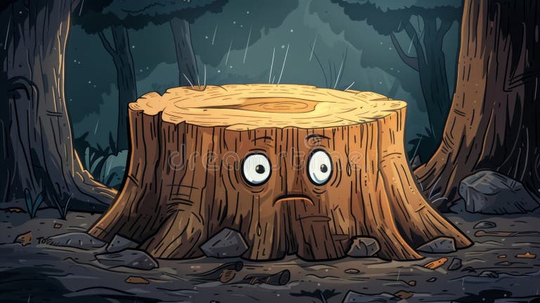 Sad tree stump in the rain stock image. Image of atmosphere - 324713857