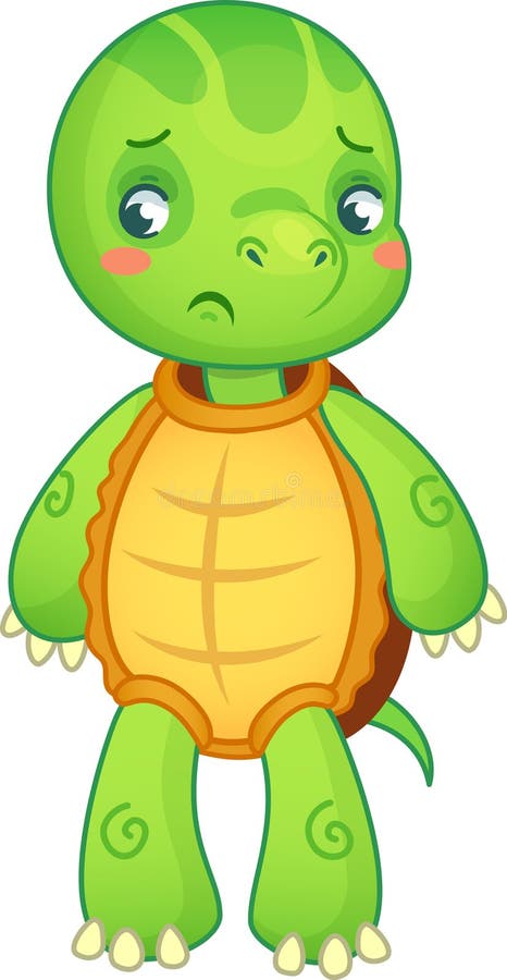 Sad Turtle Stands Alone, Looking Upset and Disappointed on a White ...