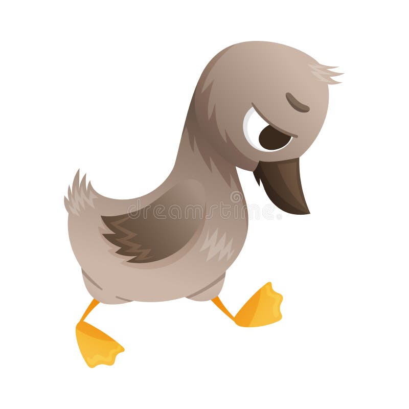 Sad Ugly Duckling Cartoon Vector Illustration on White Background Stock ...