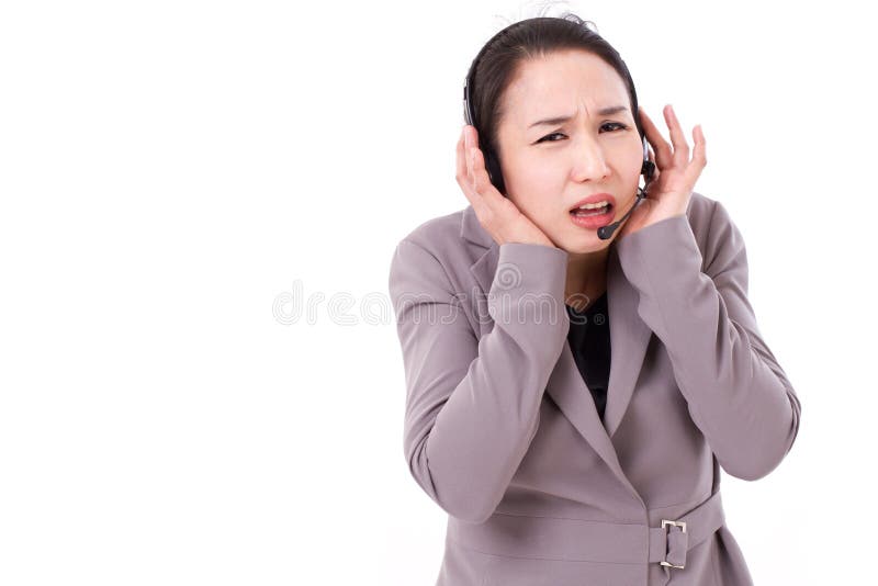 Sad, Unhappy Customer Service Staff with Headset Stock Image - Image of ...