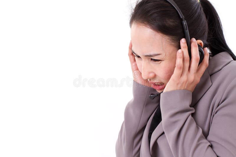 Sad, Unhappy Customer Service Staff with Headset Stock Photo - Image of ...