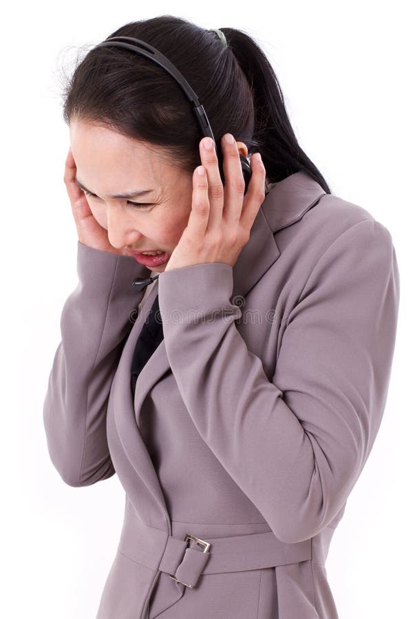 Sad, Unhappy Customer Service Staff with Headset Stock Image - Image of ...