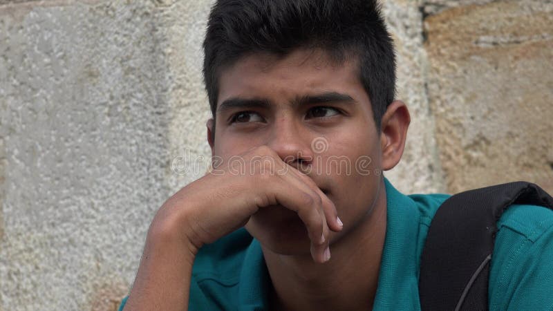 Sad and Unhappy Male Hispanic Teen Stock Image - Image of people ...