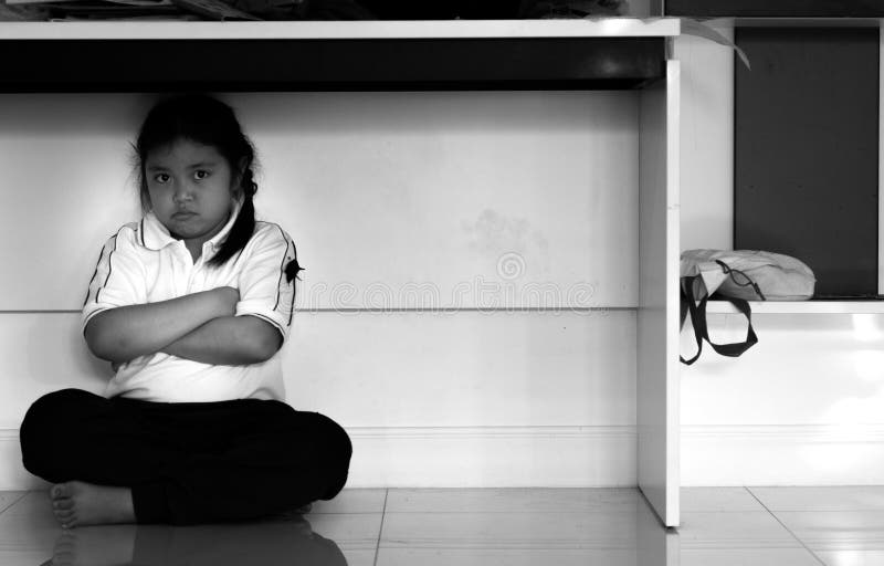Young Girl Hiding Under School Desk Stock Photos - Free & Royalty-Free ...