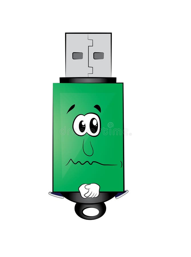 Sad Usb Flash Drive Cartoon Stock Illustration - Illustration of ...