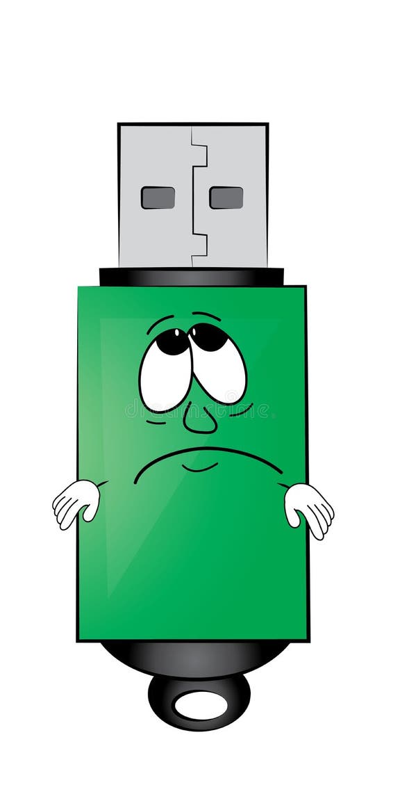 Sad Usb Flash Drive Cartoon Stock Illustration - Illustration of symbol ...