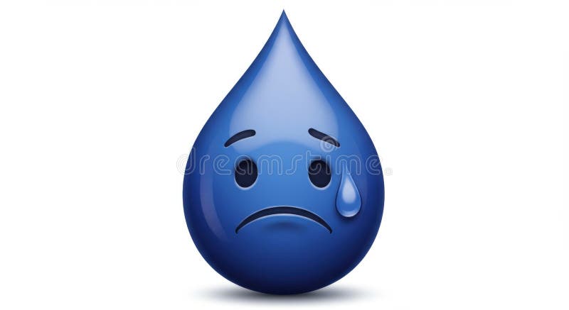 A Sad Water Drop Emoticon: Depicting Water Scarcity Stock Illustration ...