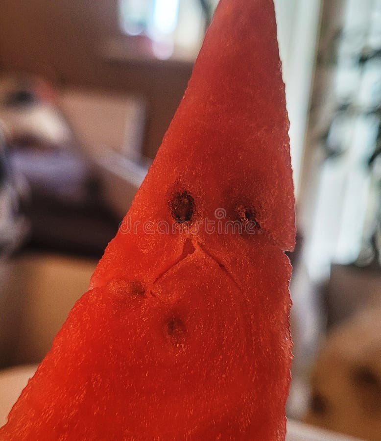 Sad watermelon slice stock image. Image of dessert, organ - 237475227