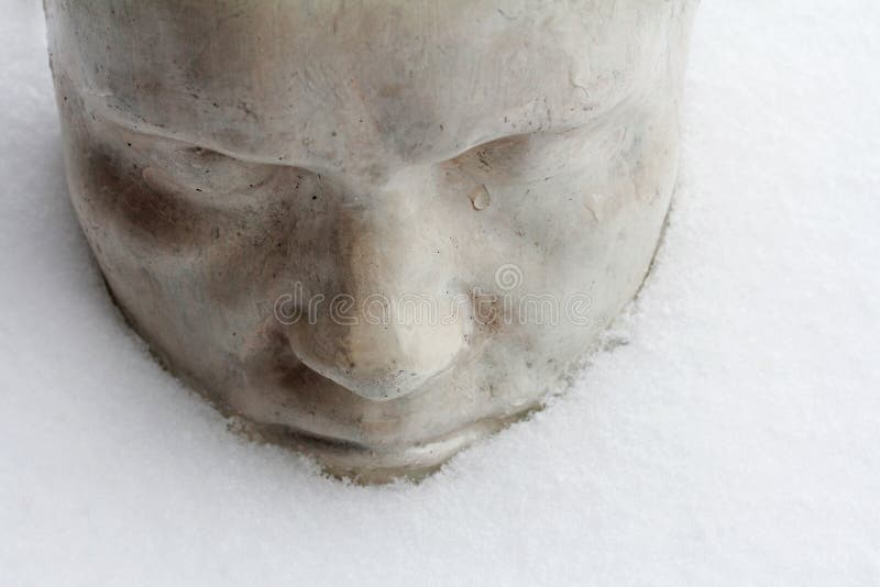 Sad Weeping Face in the Cold Snow Stock Photo - Image of hide, winter ...