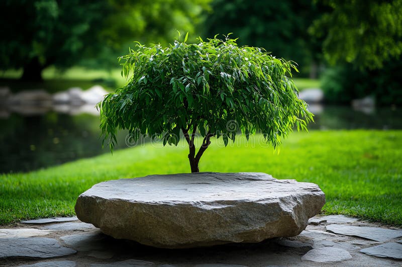 A Sad Willow Tree with Its Branches Gently Draped Over a Memorial Stone ...