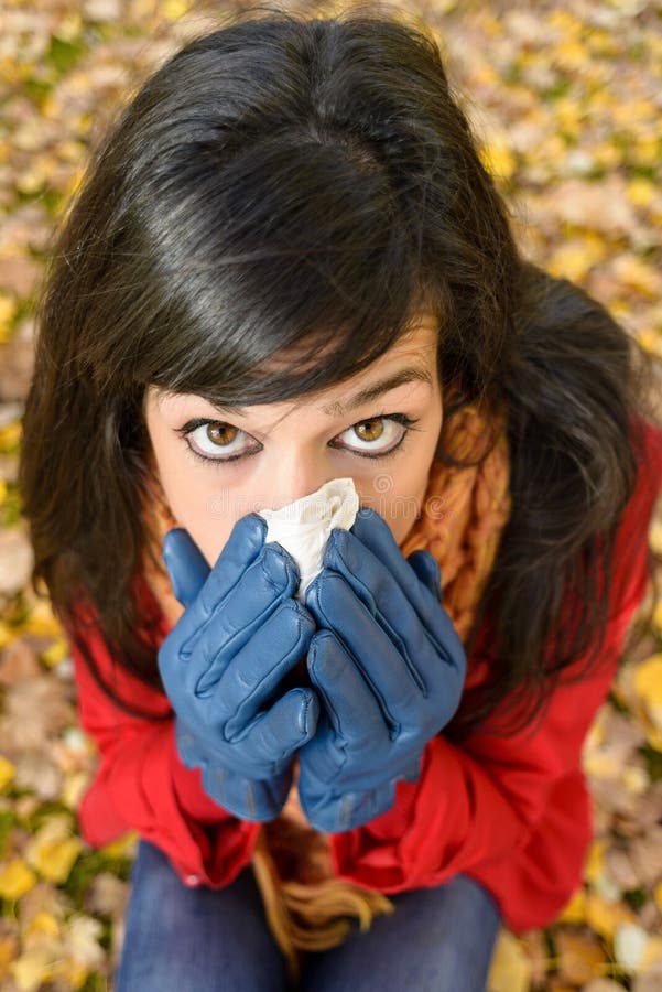Sad Woman in Autumn Flu and Cold Stock Photo - Image of camera, latin ...