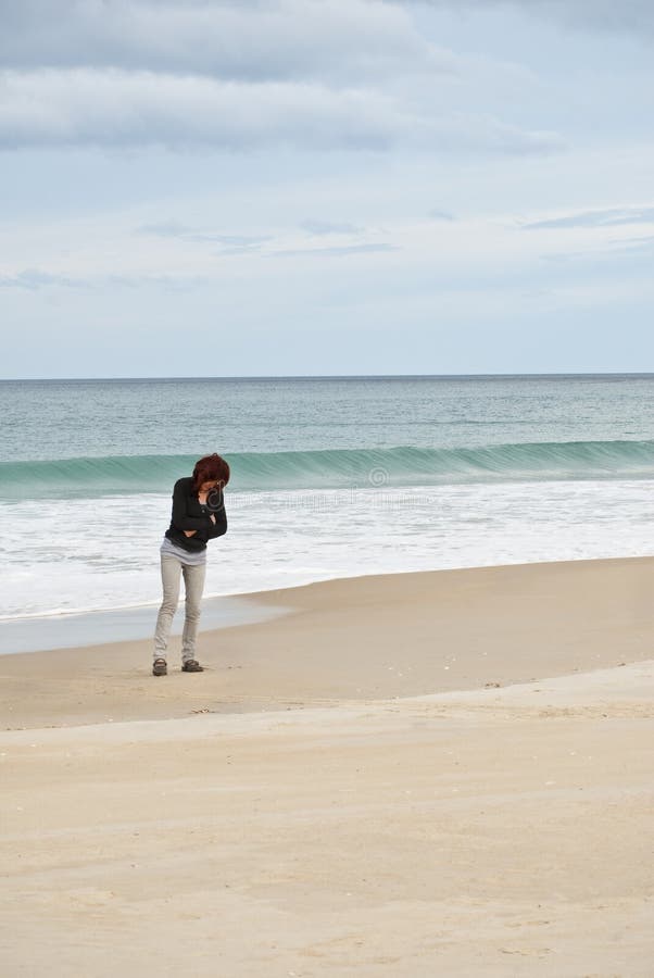 Sad woman on beach stock image. Image of attractive, depression - 18207173