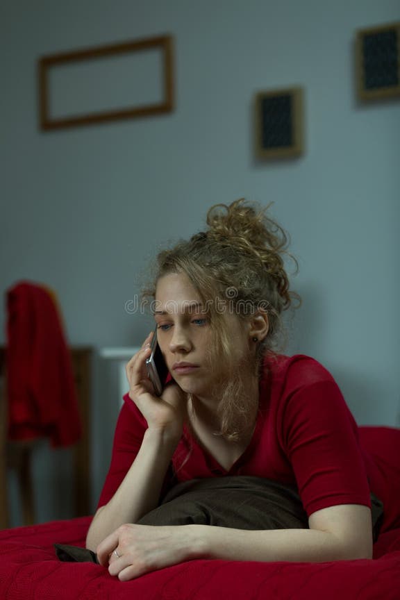 Sad woman calling stock photo. Image of girl, pensive - 62120162