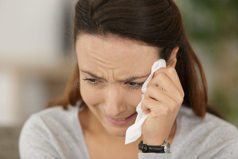 Sad woman crying at home stock image. Image of family - 174511251