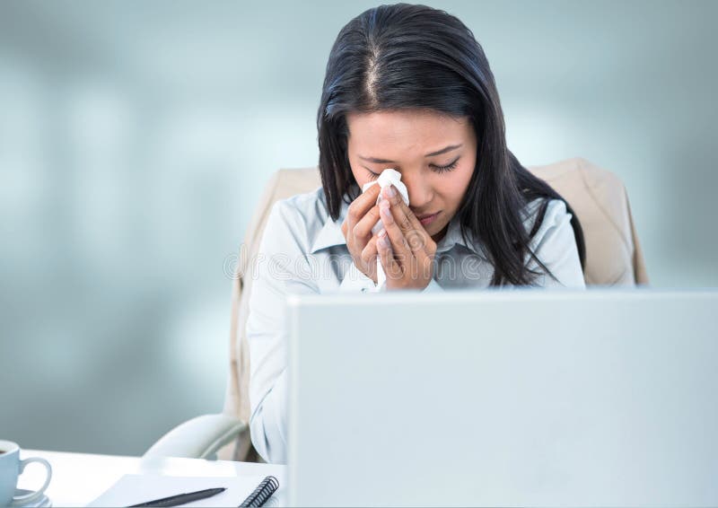 Sad Woman Crying on Laptop with Bright Background Stock Photo - Image ...