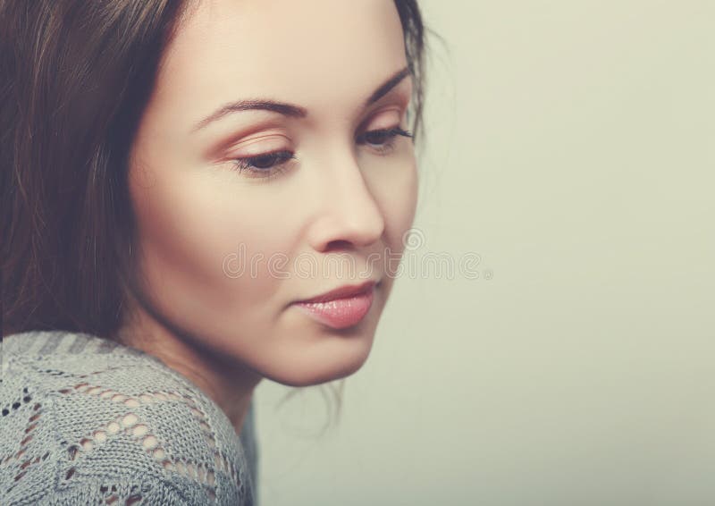 Sad woman face stock image. Image of grief, alone, mental - 64244369
