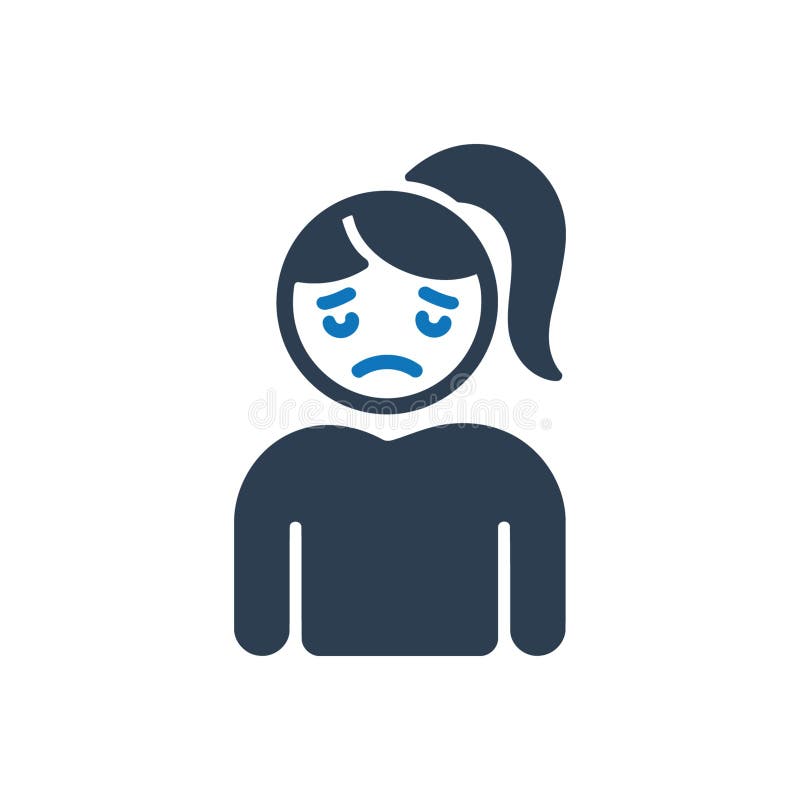 Sad Woman Icon stock illustration. Illustration of unhappy - 375316961