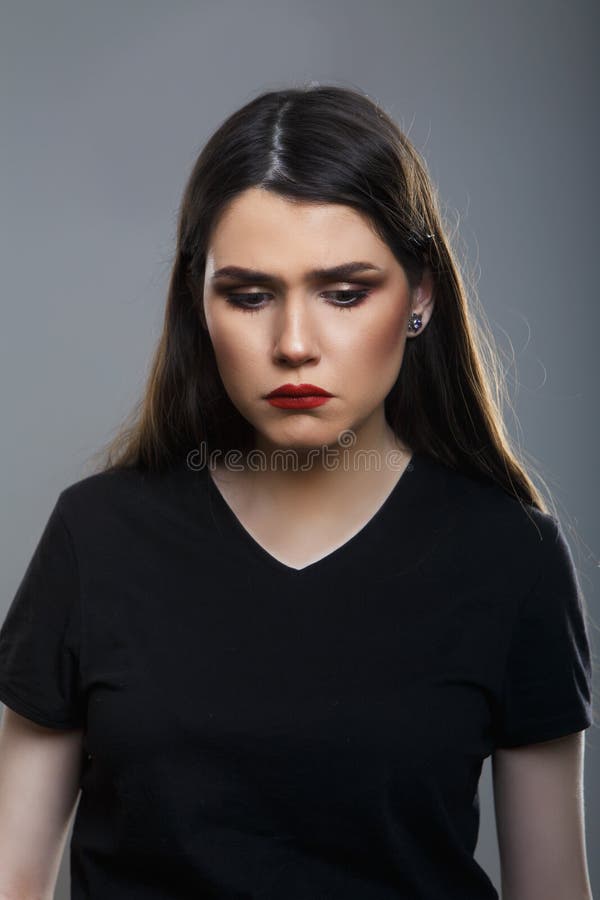 Sad Depressed Young Woman stock image. Image of negative - 85167081