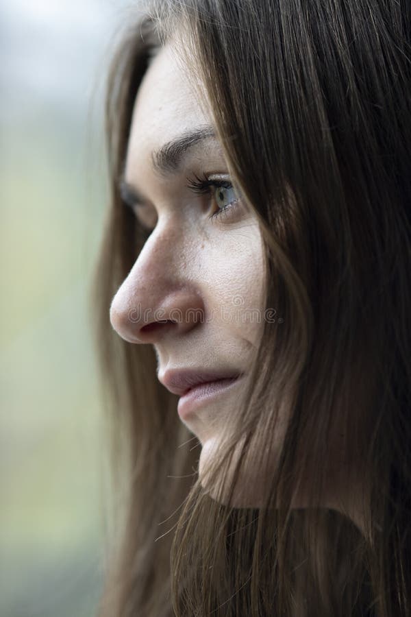 Sad Woman Looking Out of the Window Stock Photo - Image of anxious ...
