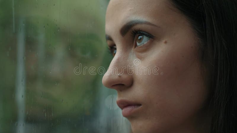 Sad Woman Looking Out the Window Stock Video - Video of despair ...