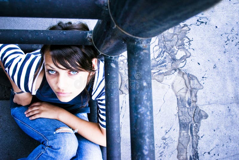 Sad woman looking up stock photo. Image of gloomy, outdoors - 2805812