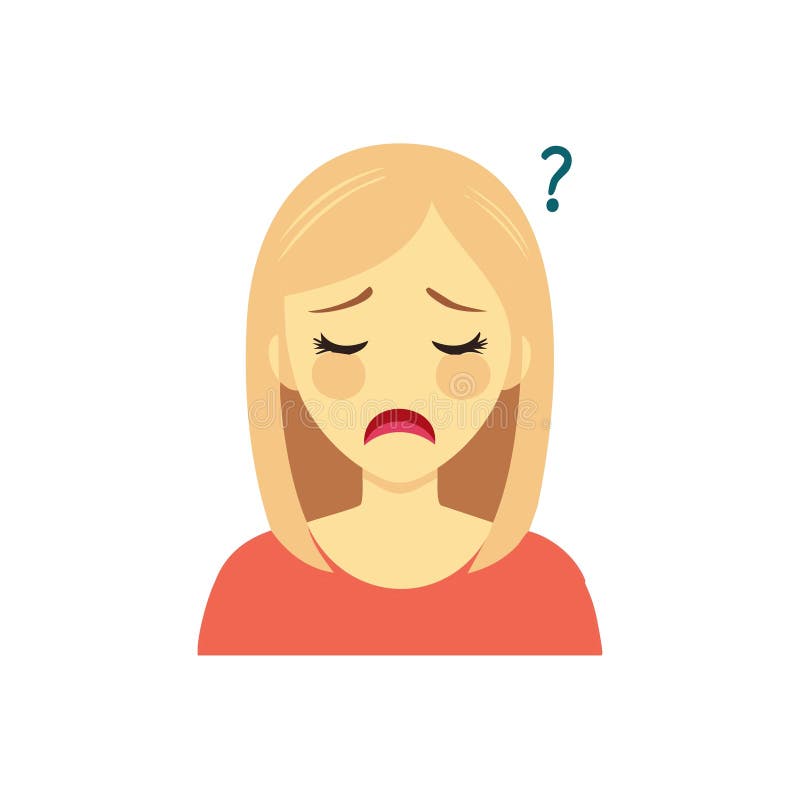 Sad Woman with Question Mark Above Her Head Expressing Confusion or ...