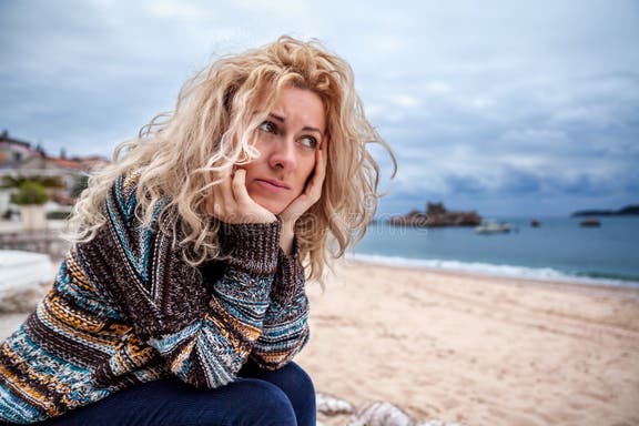 Sad woman stock image. Image of attractive, contemplation - 52143513