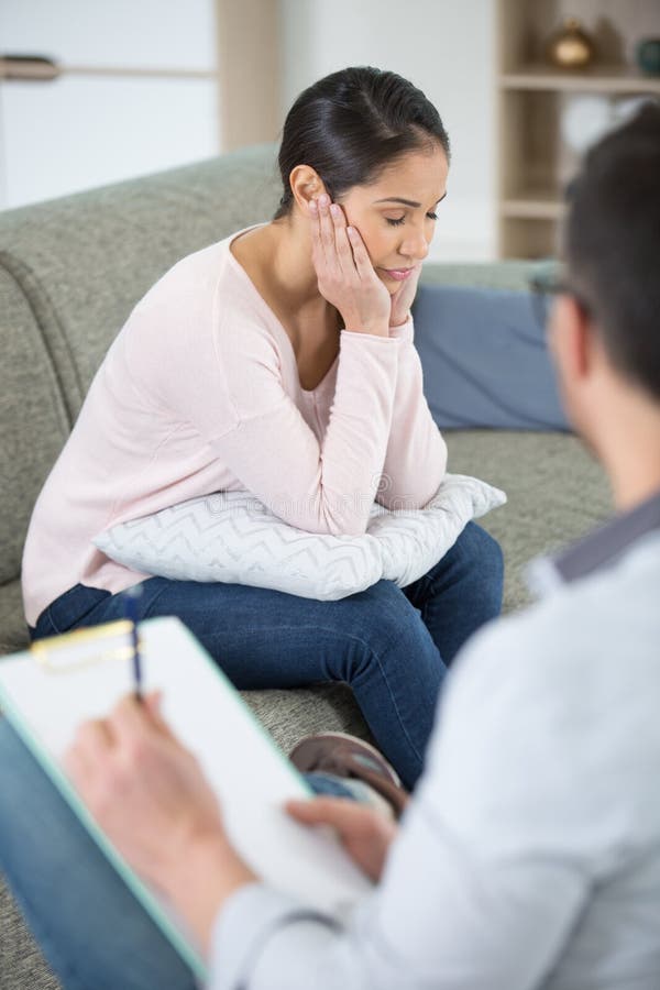Sad Woman in Therapy Session Stock Photo - Image of frustrated, anxiety ...