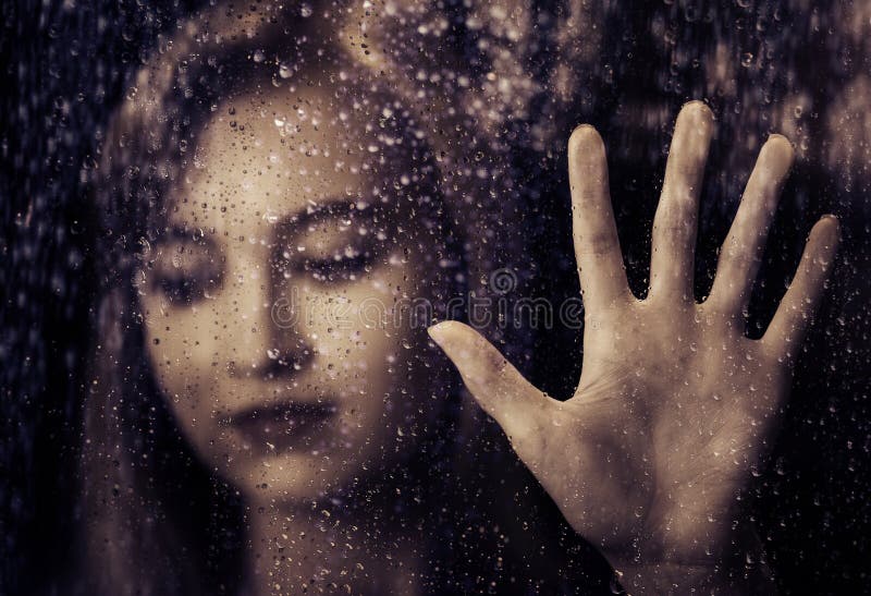 Sad woman at window stock image. Image of woman, dark - 60764671