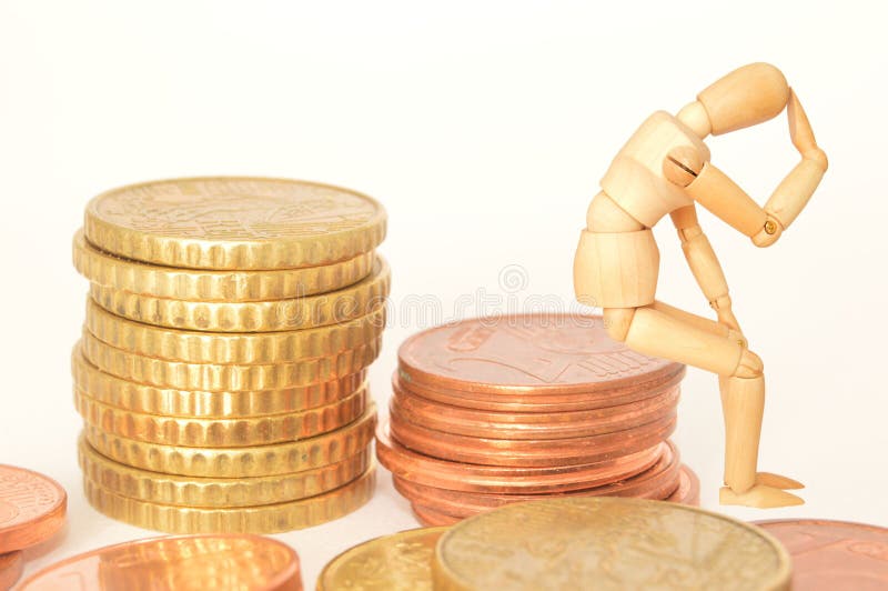 Sad wooden man stock photo. Image of value, collect, coins - 56973894