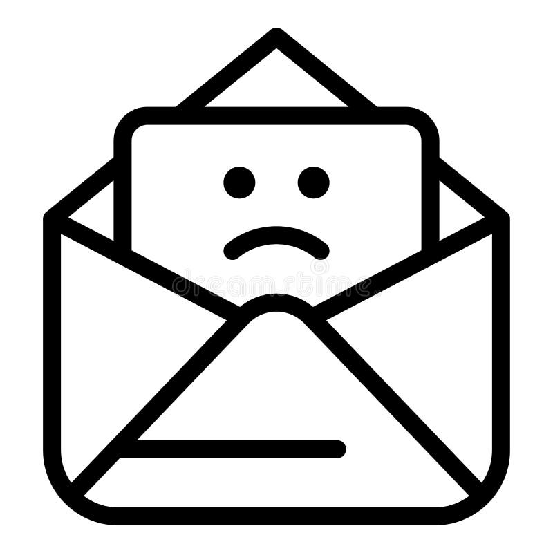Sad Work Email Icon, Outline Style Stock Vector - Illustration of cross ...