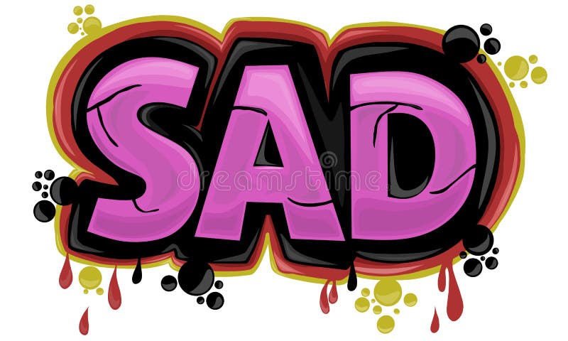 SAD Writing Graffiti Design on a White Background Stock Vector ...