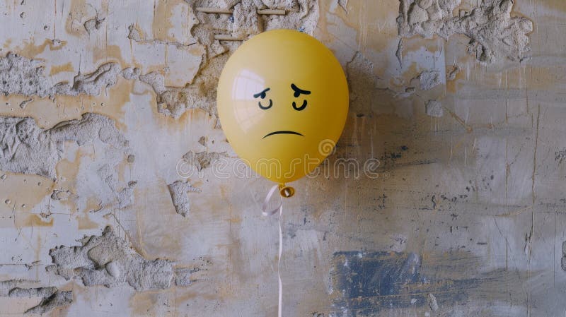 The Sad Yellow Balloon.AI Generated Image Stock Photo - Image of ...