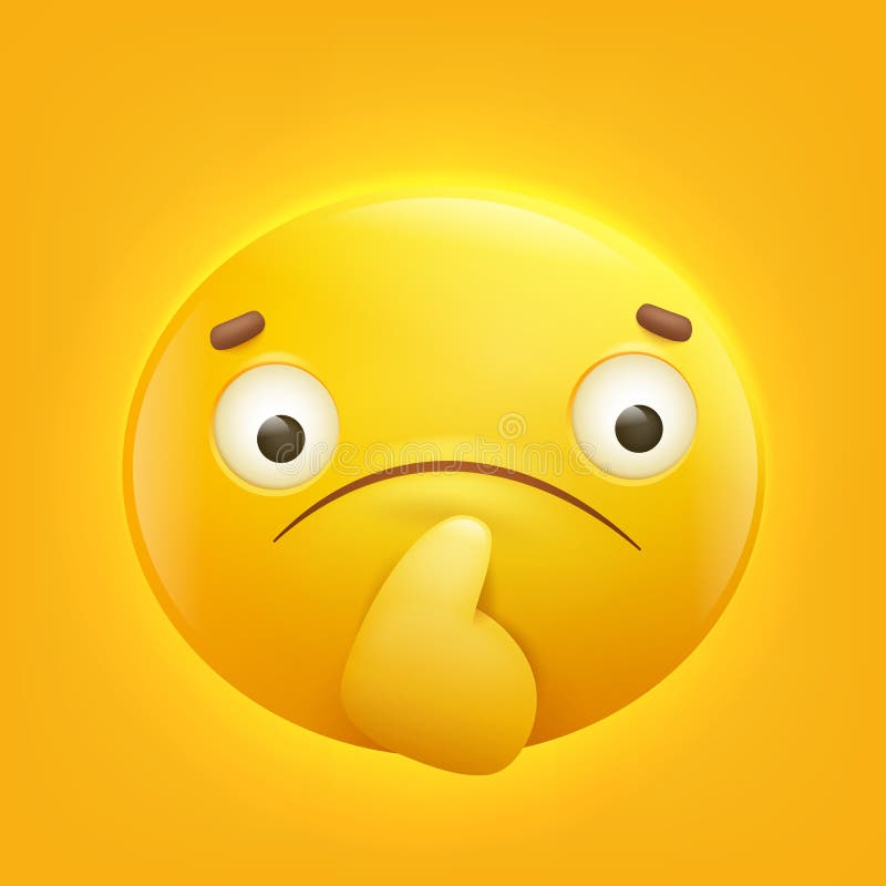 Thinking Face Emoji Cartoon Character Yellow Smiley Face Emoticon Stock ...