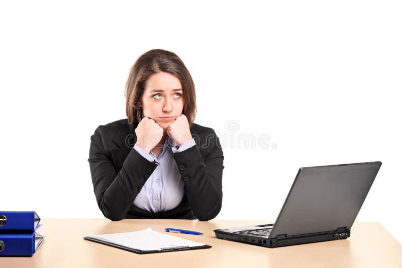 Sad Business Woman in Office Stock Image - Image of depressed ...