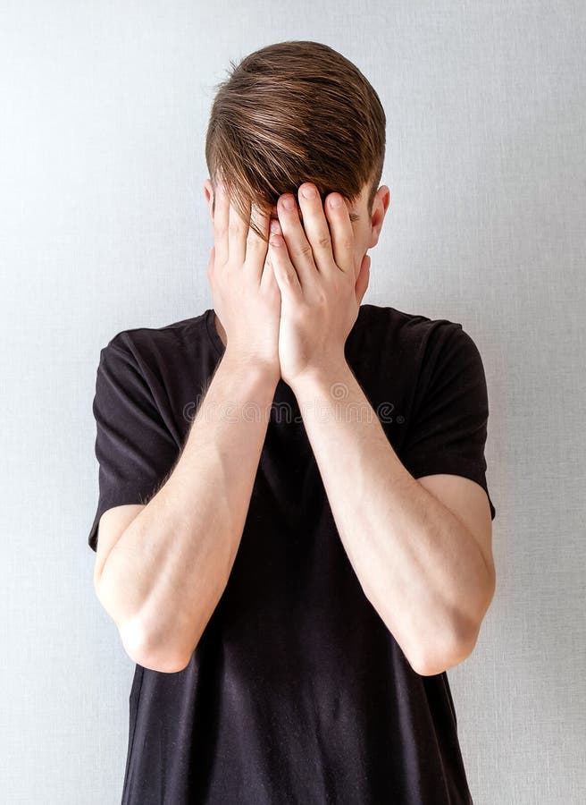 Sad Young Man is Crying stock photo. Image of face, sorrow - 267755126