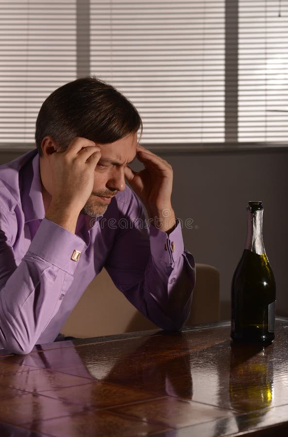 Sad Young Man Drinks Whiskey Stock Image - Image of feelings, serious ...