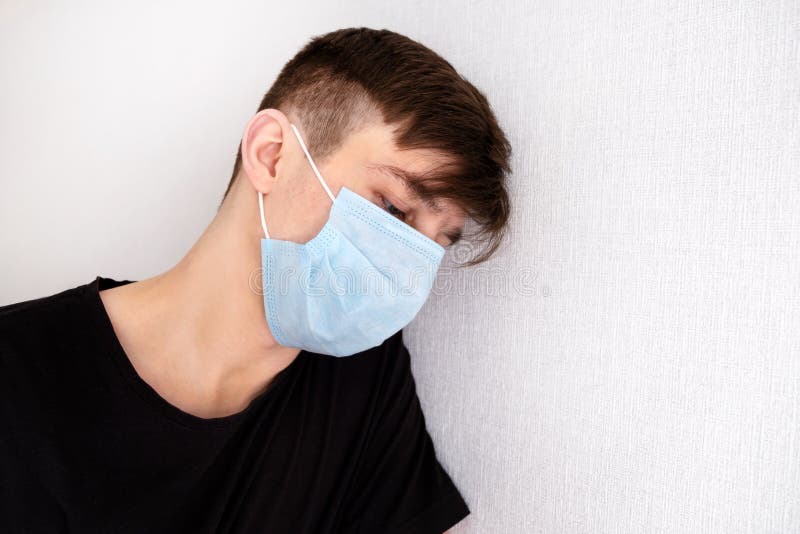 Sad Young Man in a Flu Mask Stock Photo - Image of facial, influenza ...