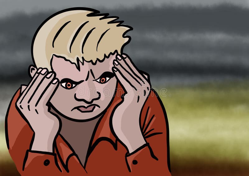 Sad Young Man with Hands on Head Stock Illustration - Illustration of ...