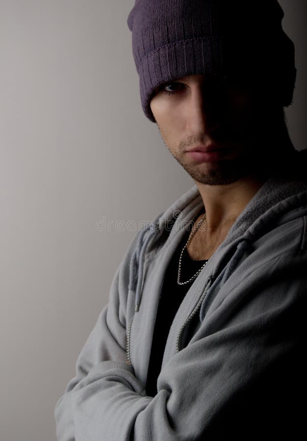Sad young man in a hat stock image. Image of male, contemplate - 21987845