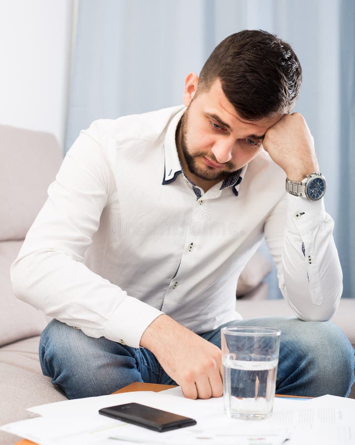 Man Having Prolem and Spending Day Alone Stock Photo - Image of beard ...