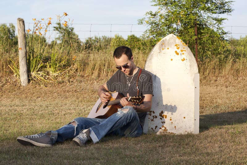 Sad Young Man Missing a Loved One Stock Photo - Image of ground ...