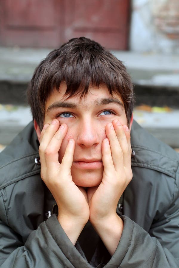 Sad Young Man stock image. Image of street, pensive - 172267873