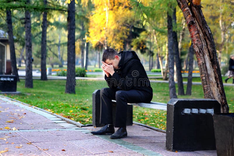 Sad Young Man stock image. Image of city, street, sorrow - 127032255