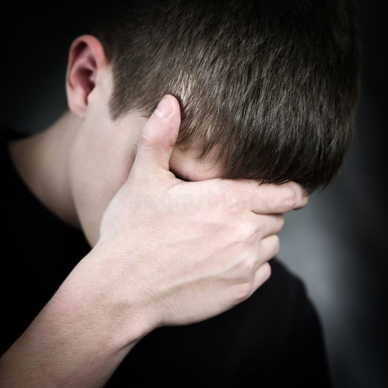 Sad Young Man stock image. Image of shadow, anxiety, head - 47730459