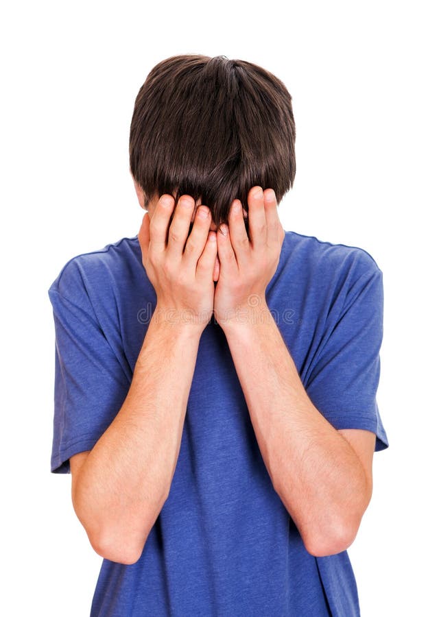 Despondent Man Covering His Eyes With His Hands Stock Photo - Image of ...