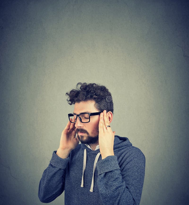 Sad Young Man with Worried Stressed Face Expression Stock Image - Image ...